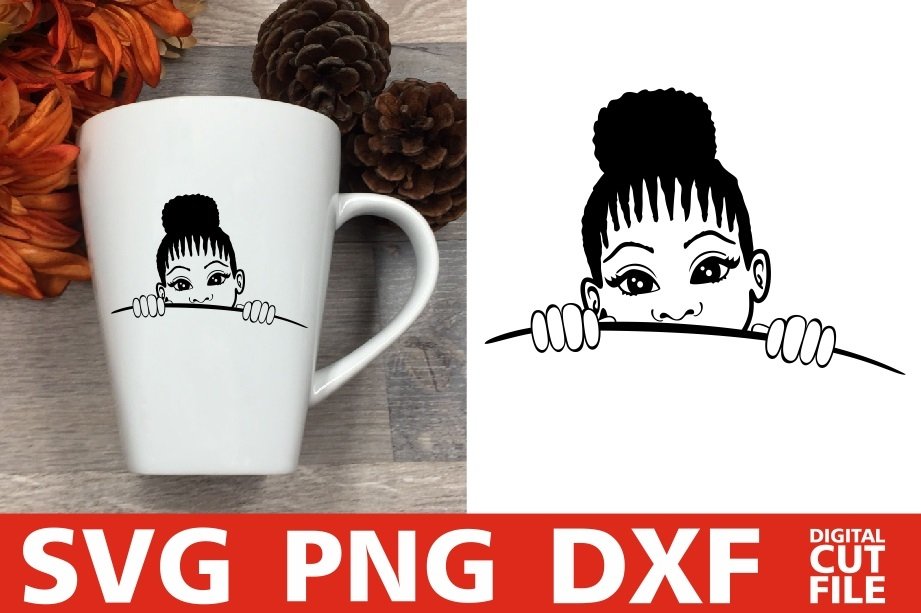 Peeking Black Girl svg, Melanin svg, Afro Bun, Hairstyle svg