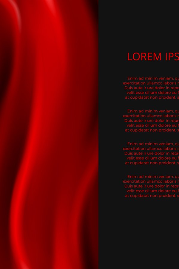 Realistic red silk fabric abstract banner design