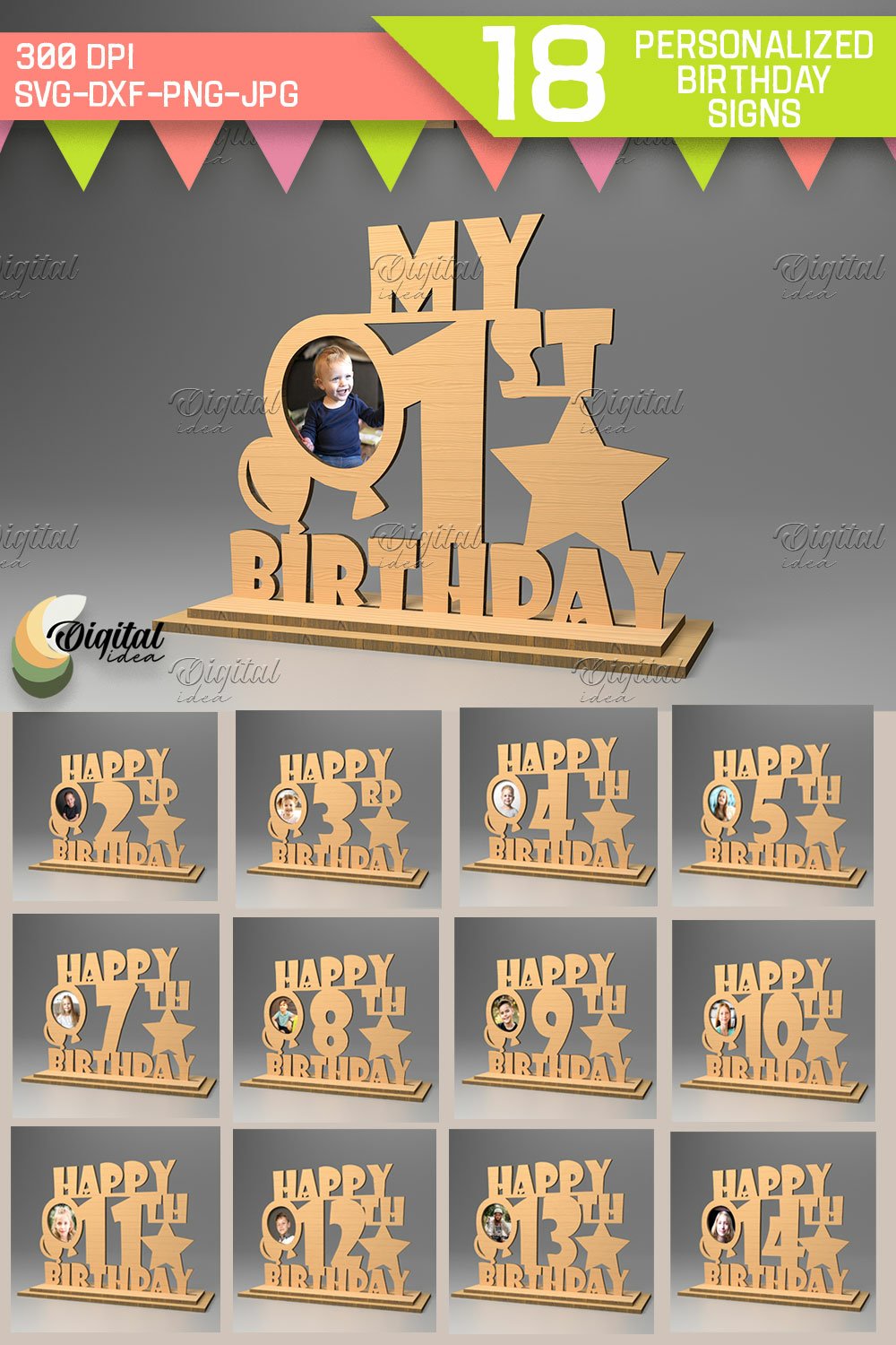 Personalized Birthday Sign Bundle. Laser Cut Frame