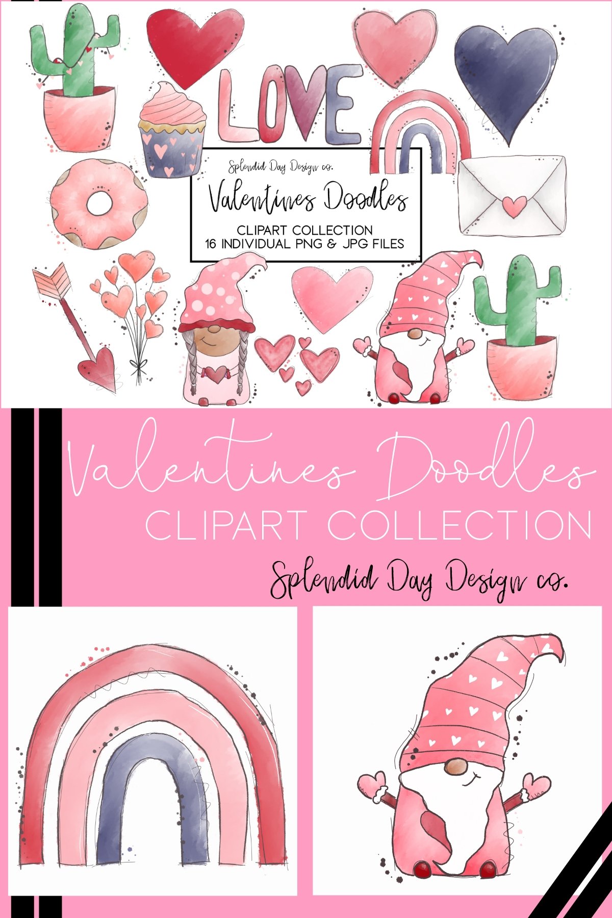 Valentines doodles Clipart collection