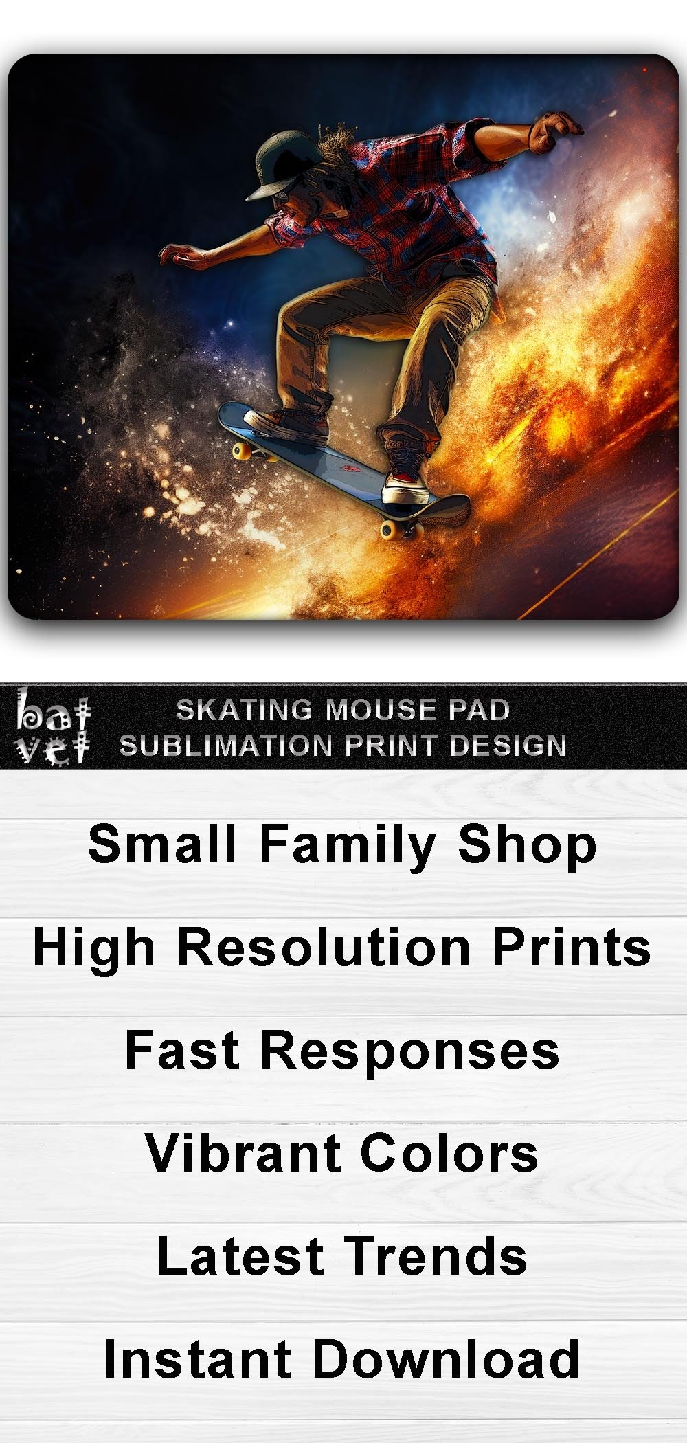 Skater Mouse Pad Sublimation Print Design PNG