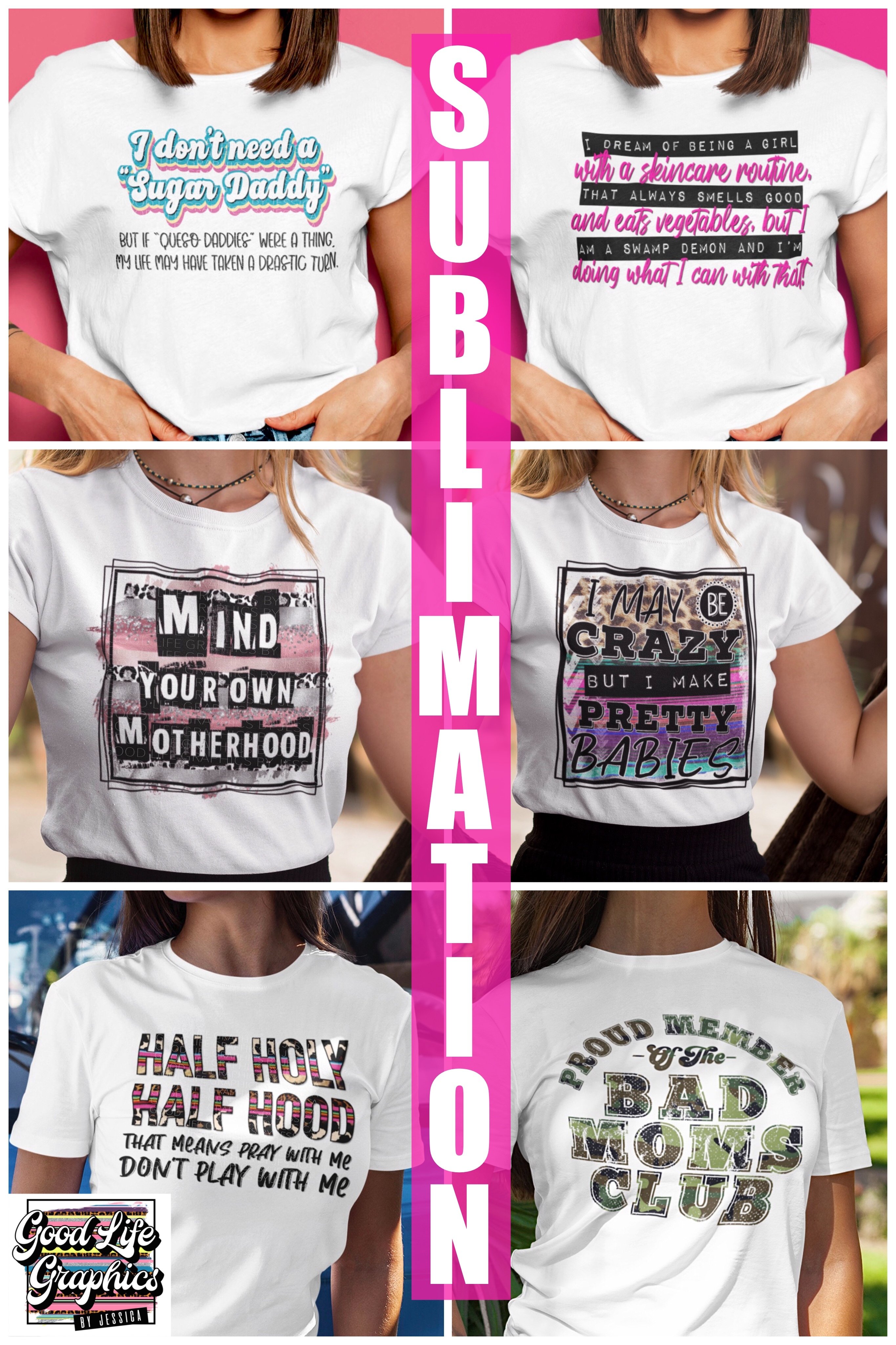 Funny sublimation designs for women tshirts