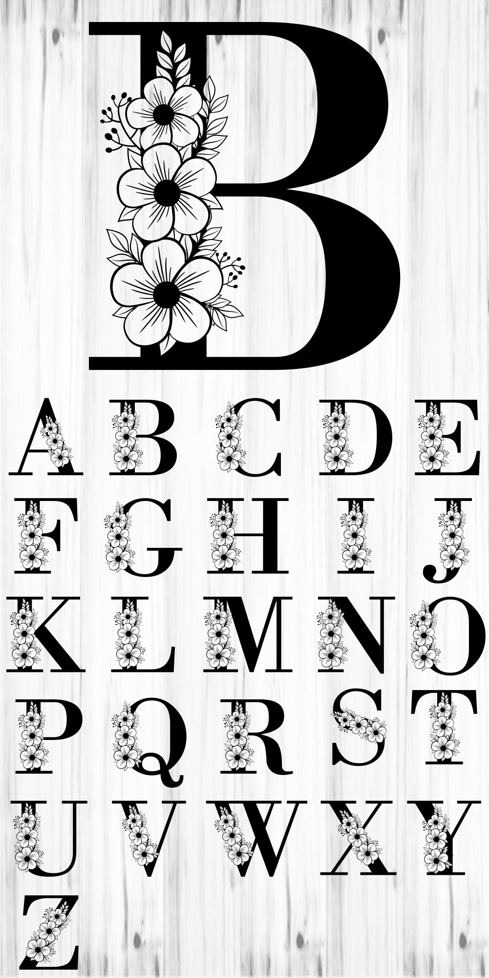 Floral Monogram Letter SVG, Flower Monogram Font SVG