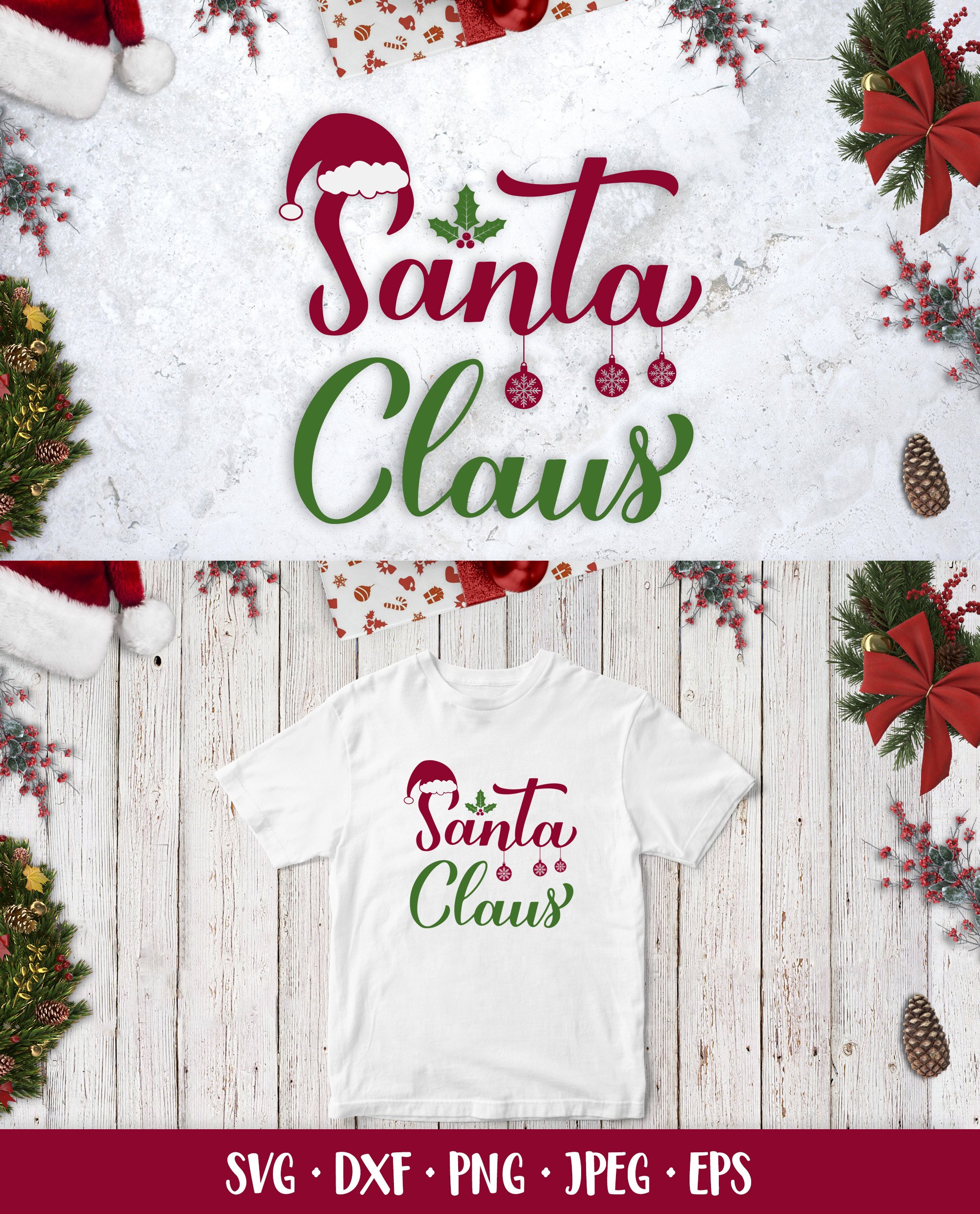 Santa Claus hand lettered SVG. Christmas shirt design