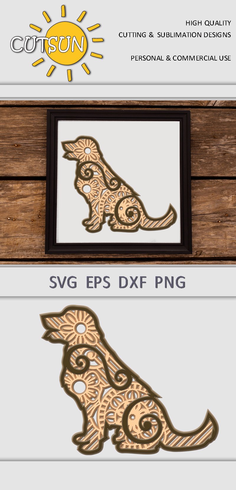 3D Layered Dog Golden Retriever SVG