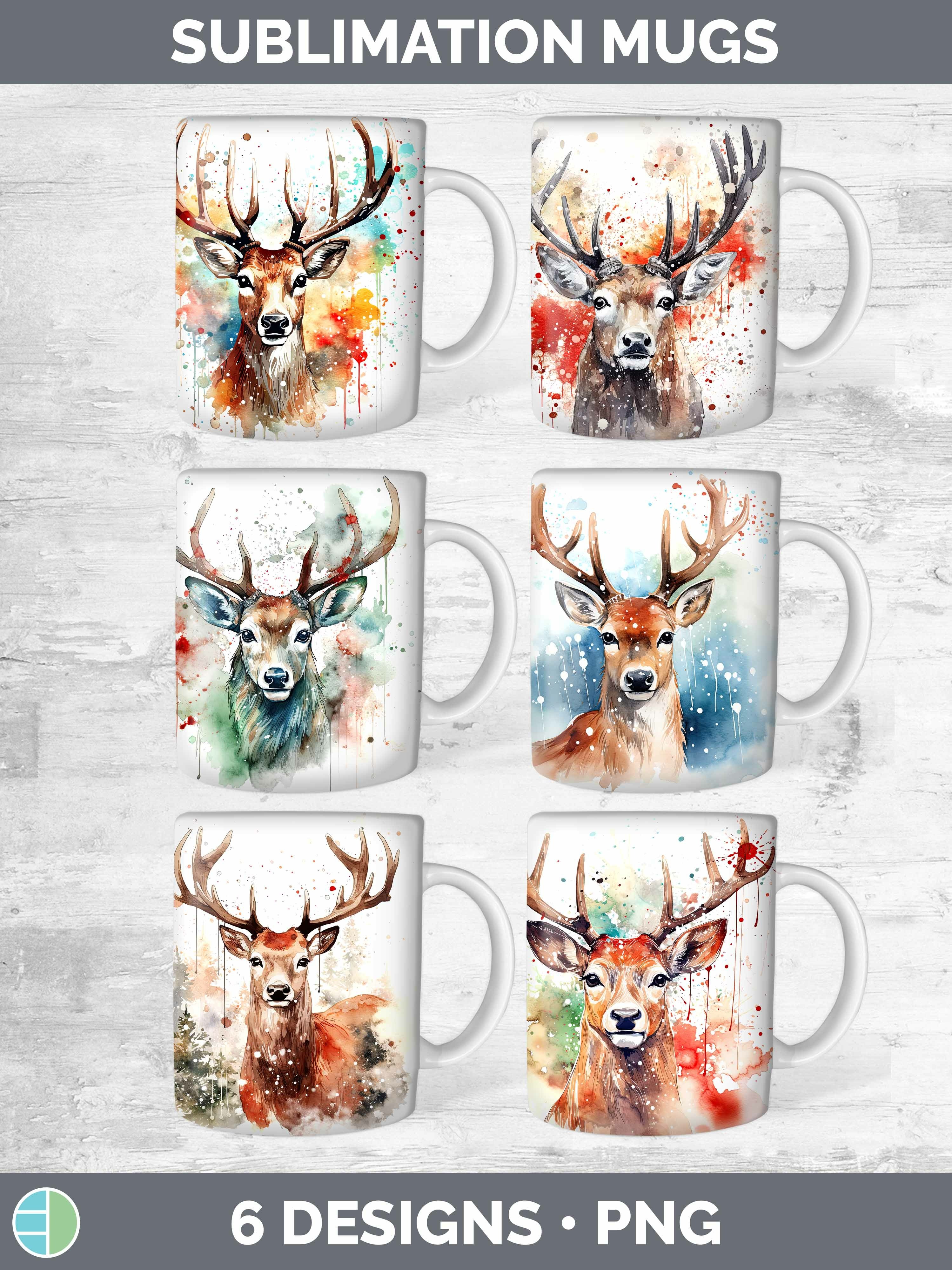 Christmas Reindeer Mug Wrap | Bundle Coffee Cup Designs