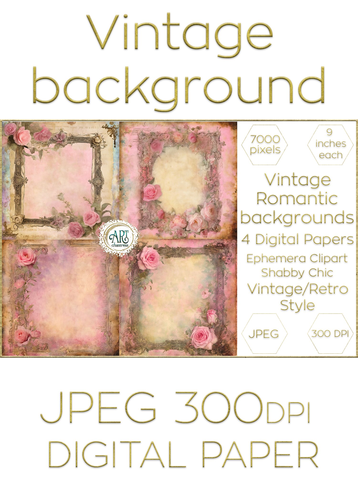 Watercolor Vintage Pink Digital Paper Old Texture Retro Chic