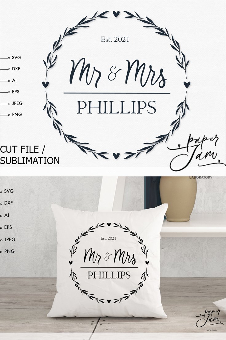 Wedding monogram frame svg, Family name svg Mr and (1291741)