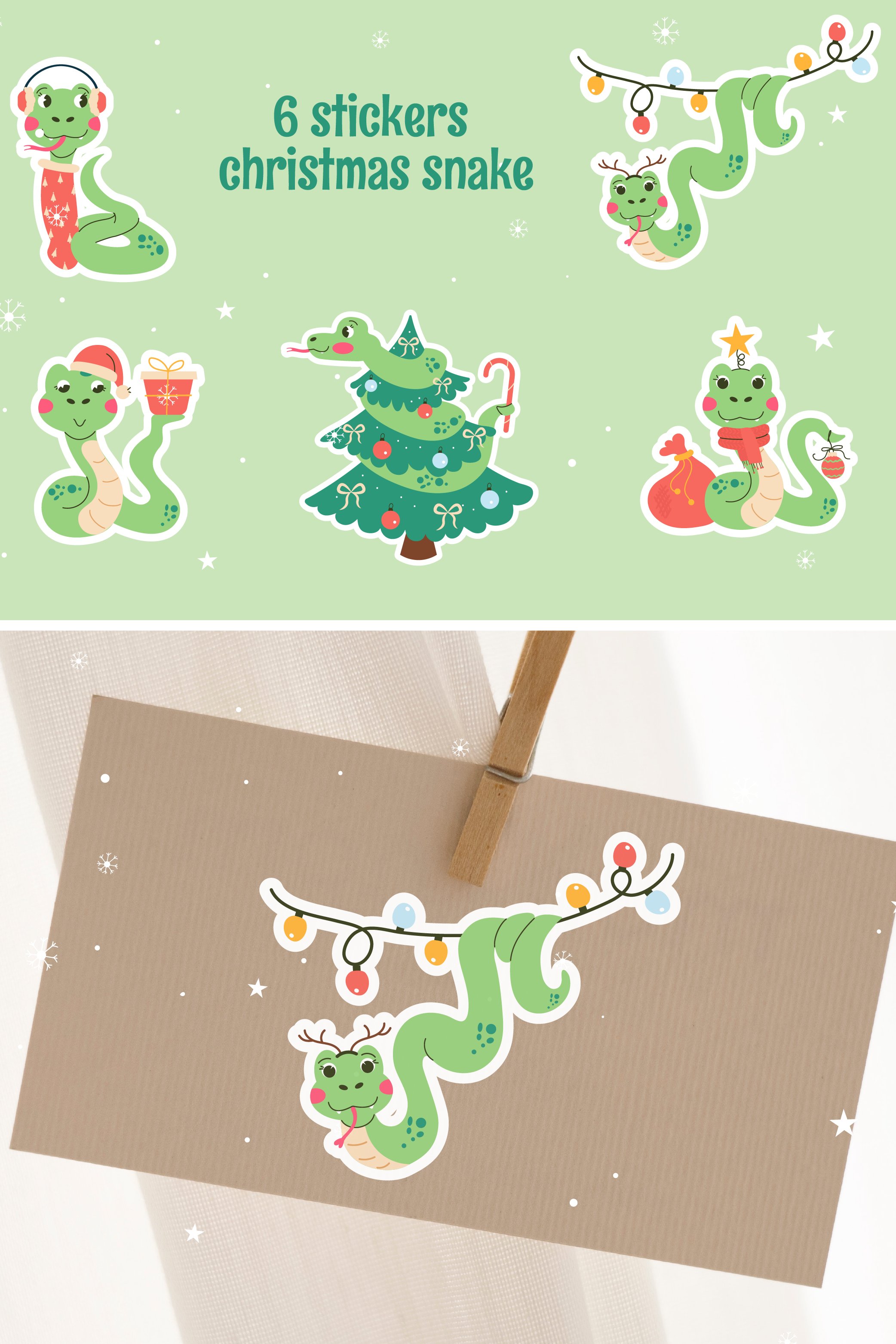 Cartoon sticker character christmas snake