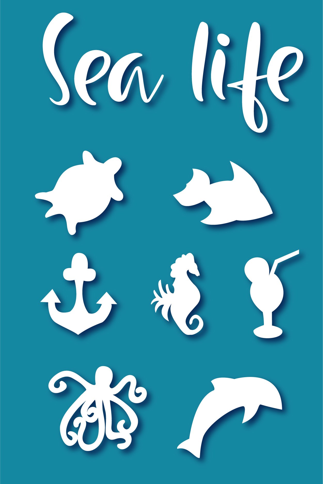 Bundle Summer SVG Cut File. Sea Life SVG.
