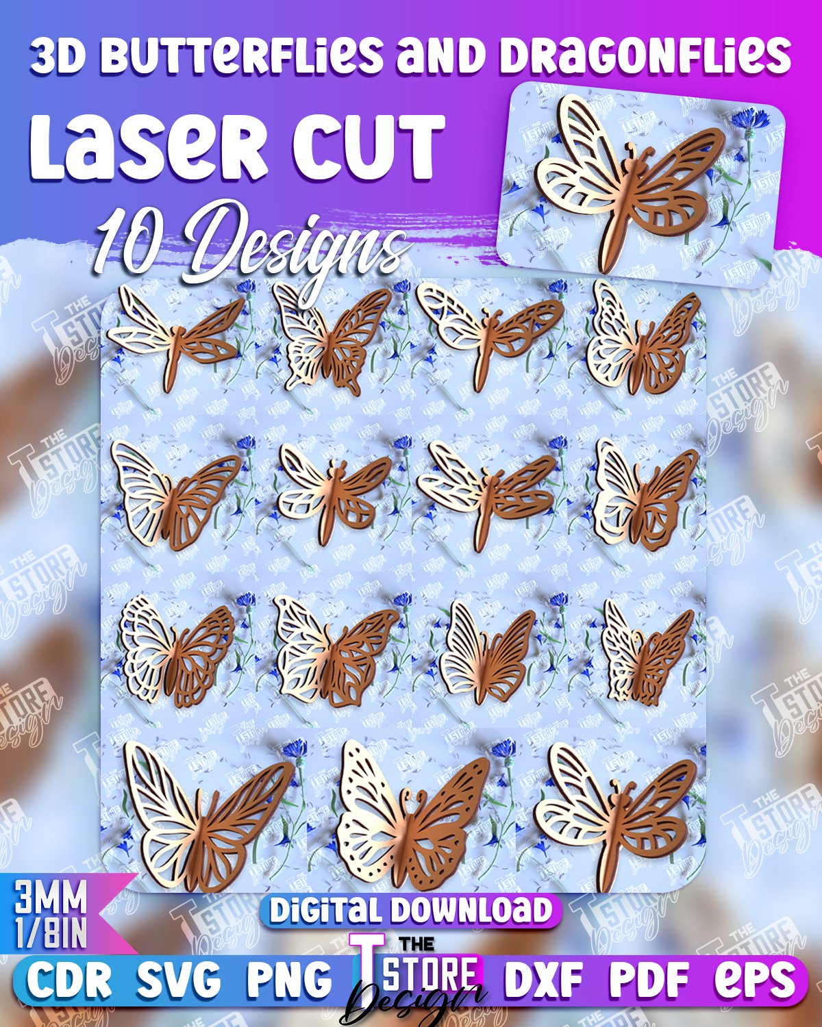 3D Butterflies And Dragonflies Laser Cut |3d Butterfly Laser