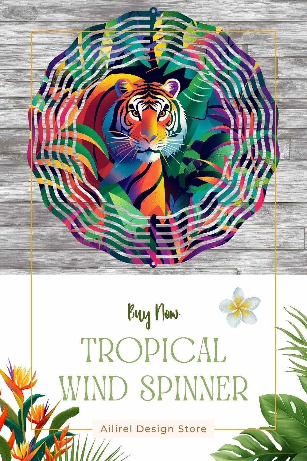 Colorful Tiger Wind Spinner Sublimation Design