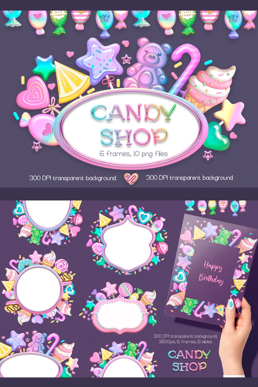 Candy frames clipart, Sweet frame png, Treats borders