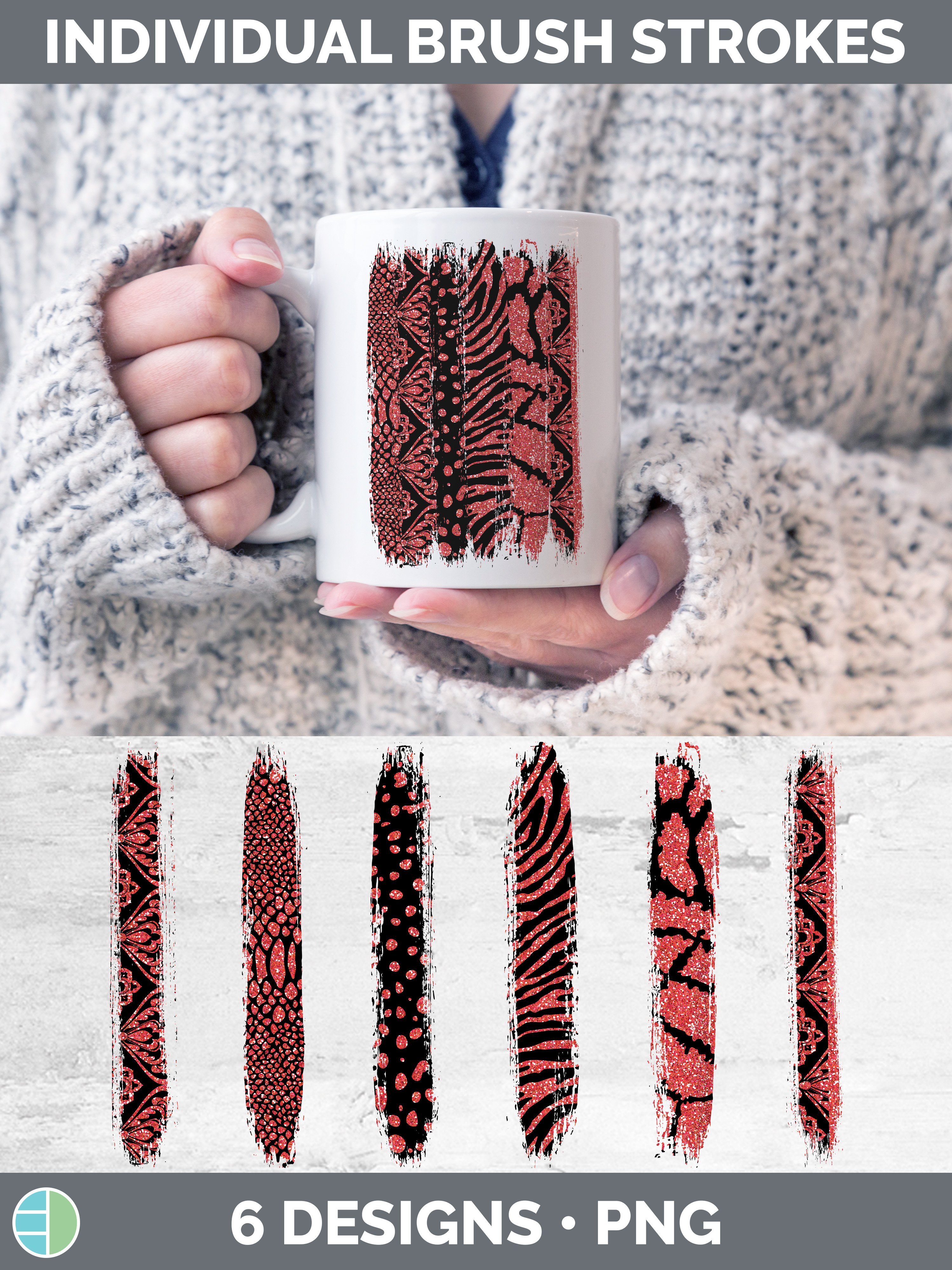 Red Damask Brush Strokes PNG | Sublimation Designs