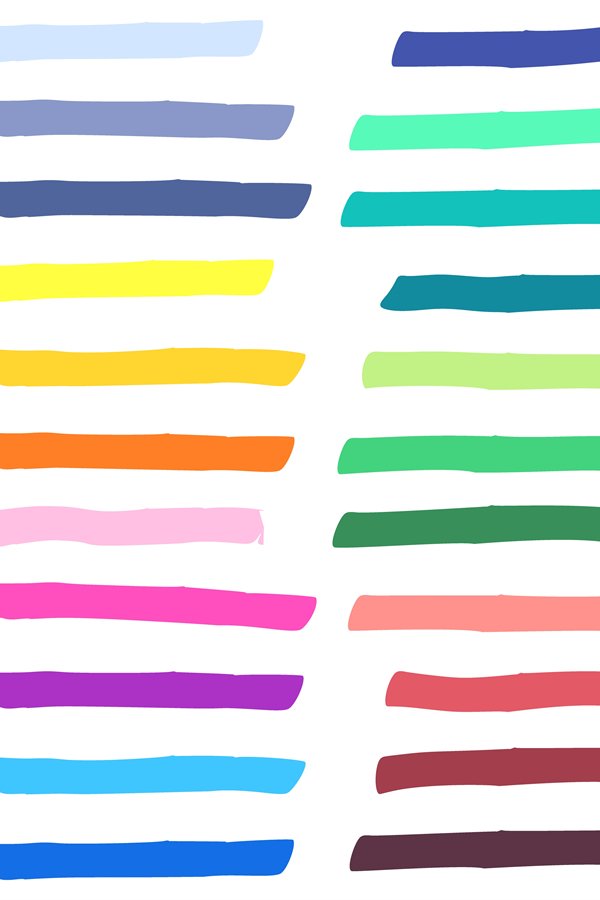 Color highlight marker lines strokes. Colorful highlights, m