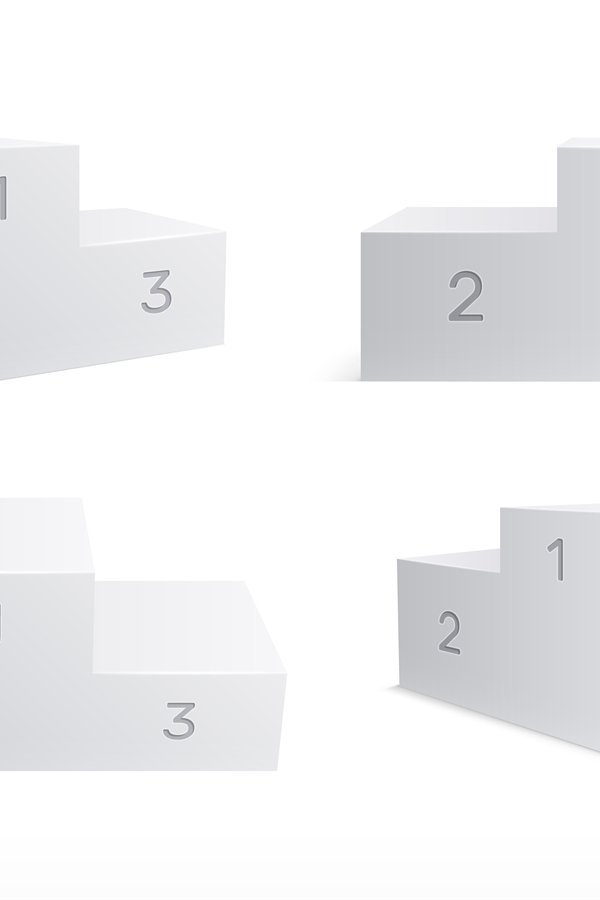 Winner podium. Isolated stairs, prize award pedestals. 3d pr