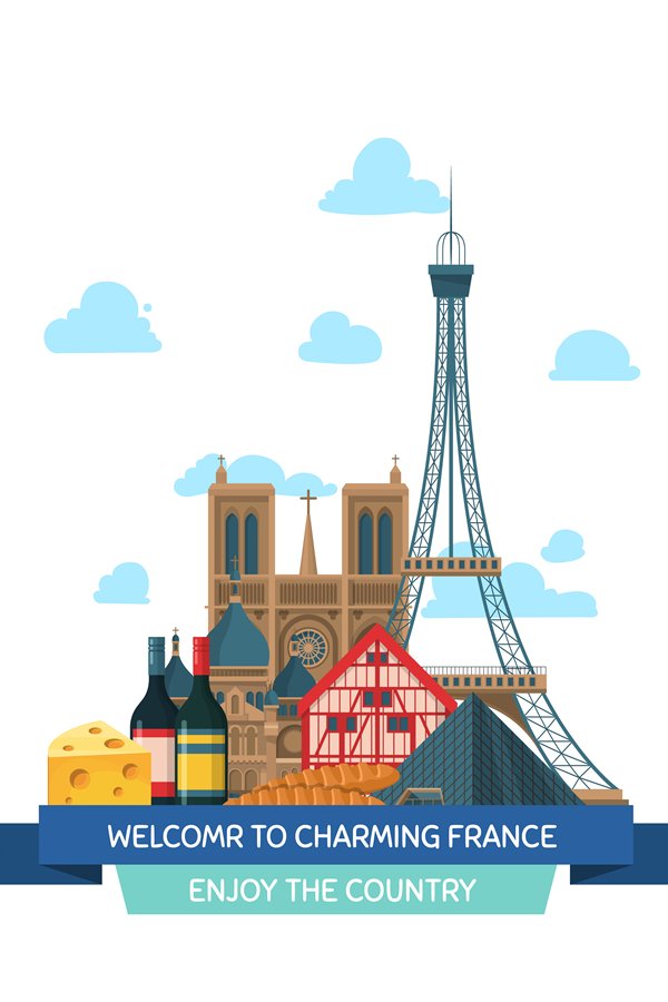 Vector cartoon France sights and (843794)
