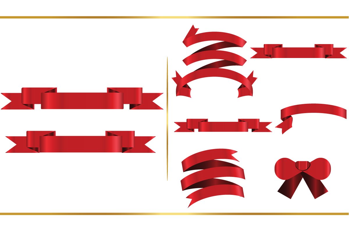 Ribbons clipart SVG bundle, Premium Red Ribbon (1031851)