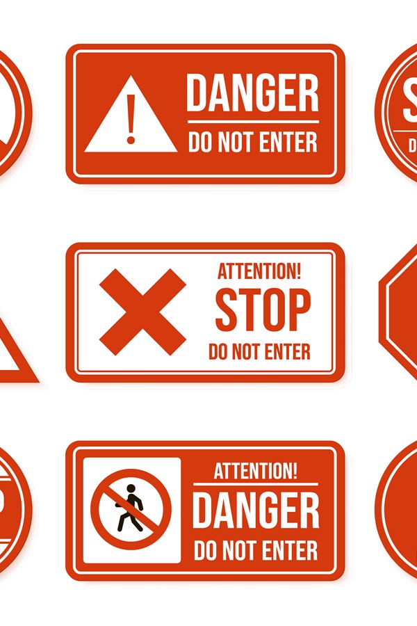 Traffic stop signs. Do not enter, warning traffic road sign.