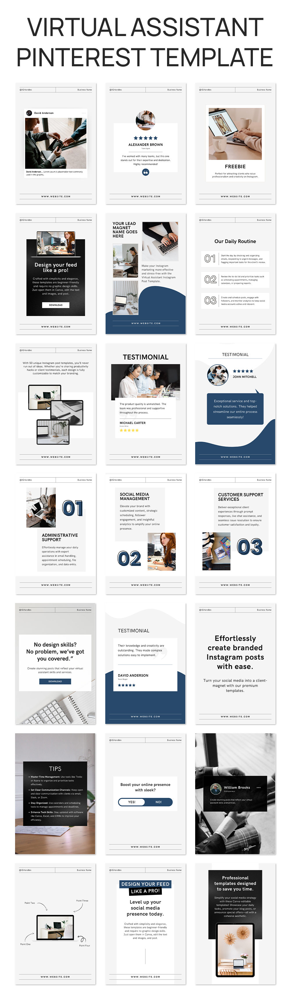 Virtual Assistant Pinterest Templates
