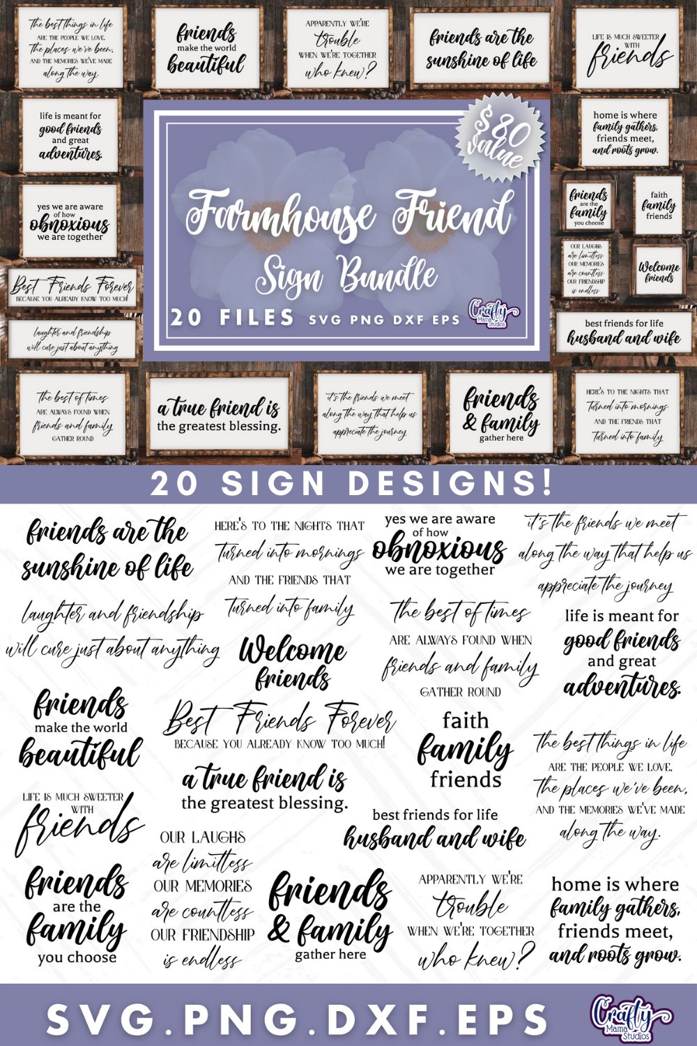 Friends Round Farmhouse Sign Bundle #1, Friendship Files