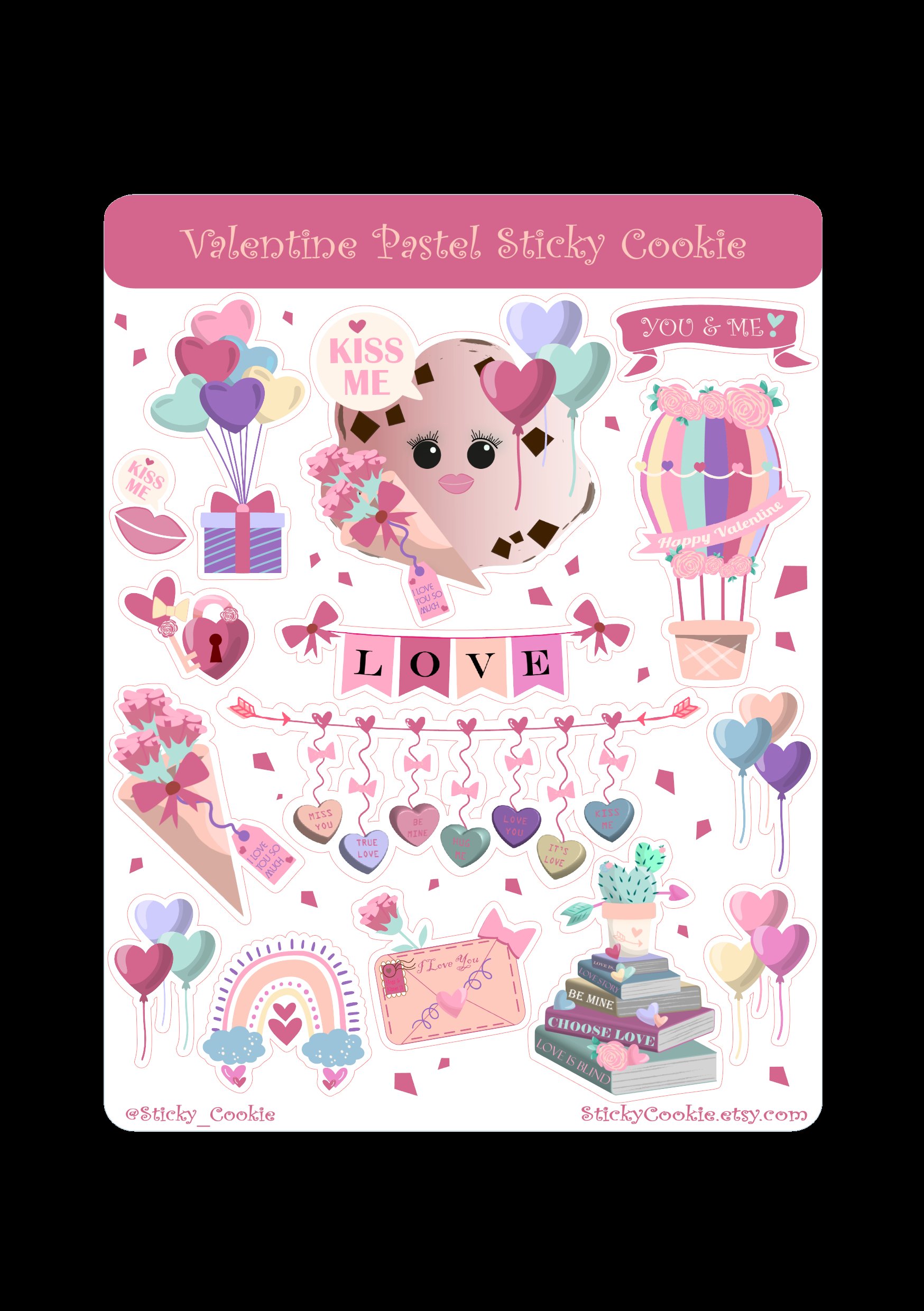 Digital Valentine Pastel Balloons Clipart