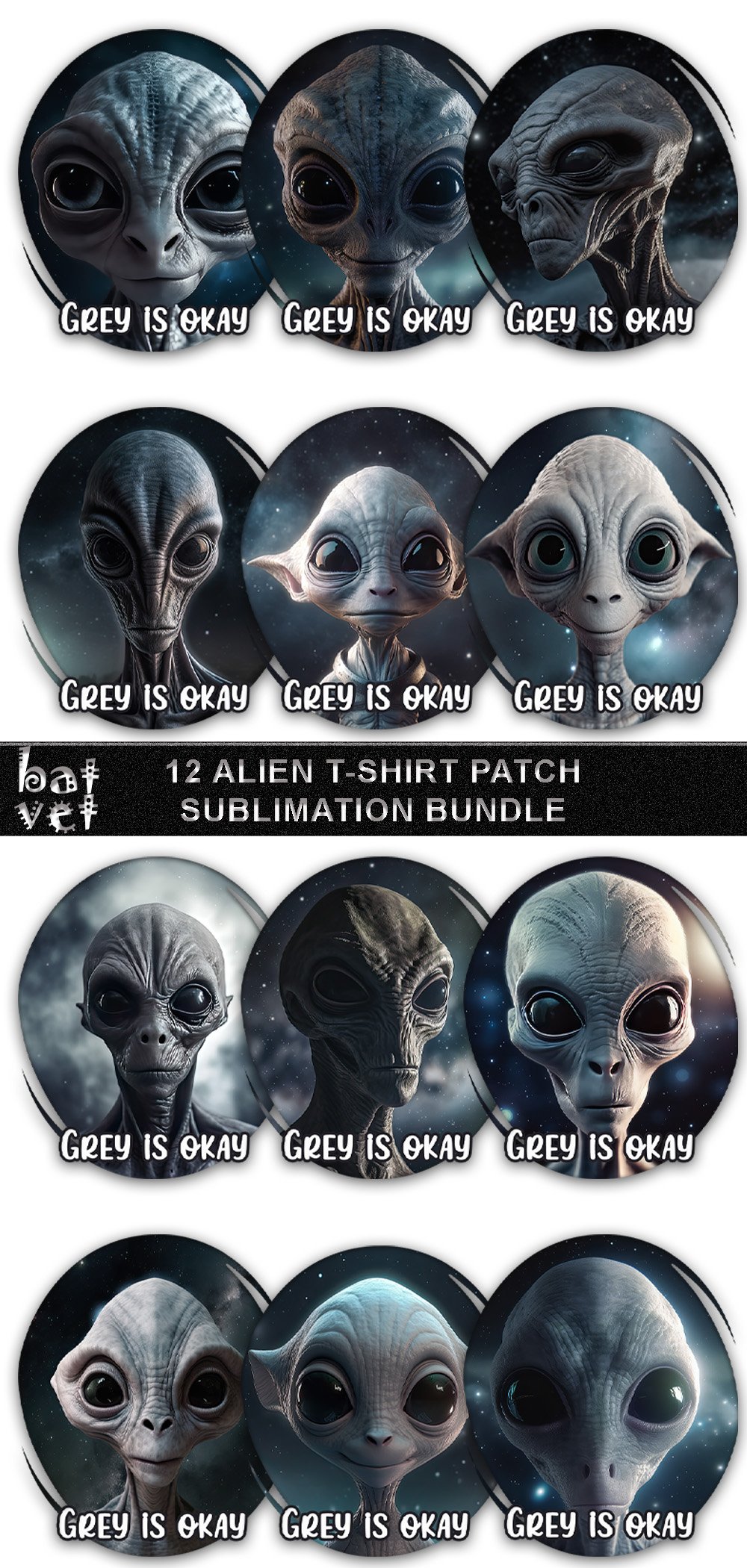 Alien T Shirt Design Bundle | Alien Sublimation Patch PNG