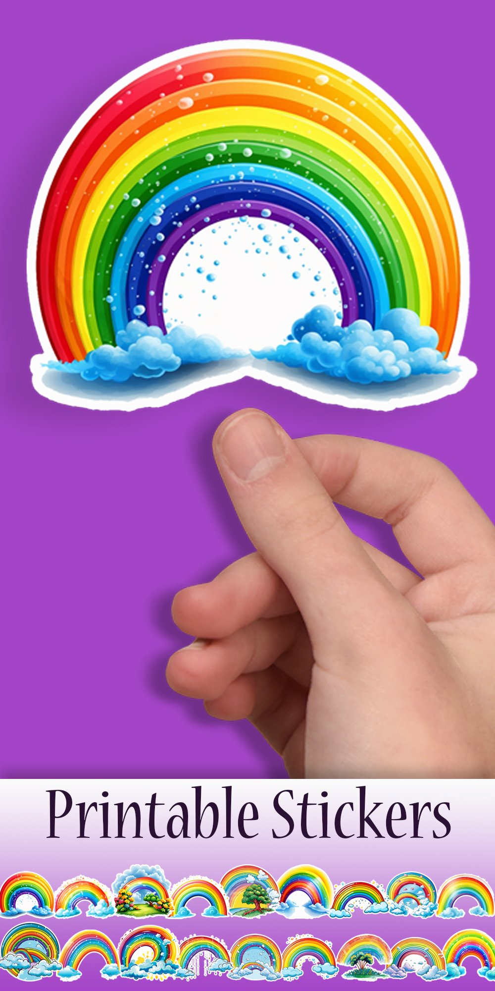 Digital Stickers Rainbow - 40 Bright Colorful Designs