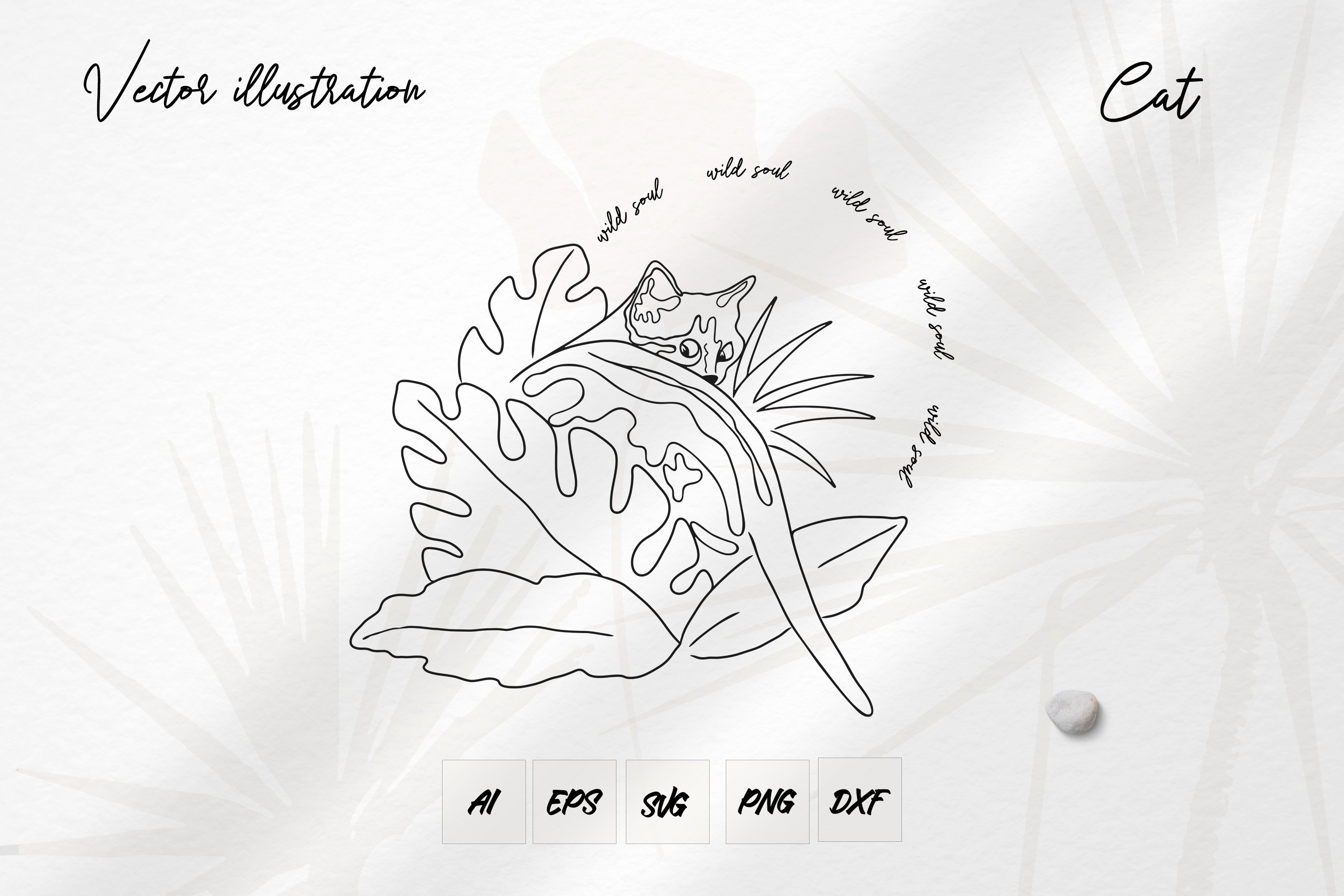 Cat SVG. Cat line vector illustration. Wild soul