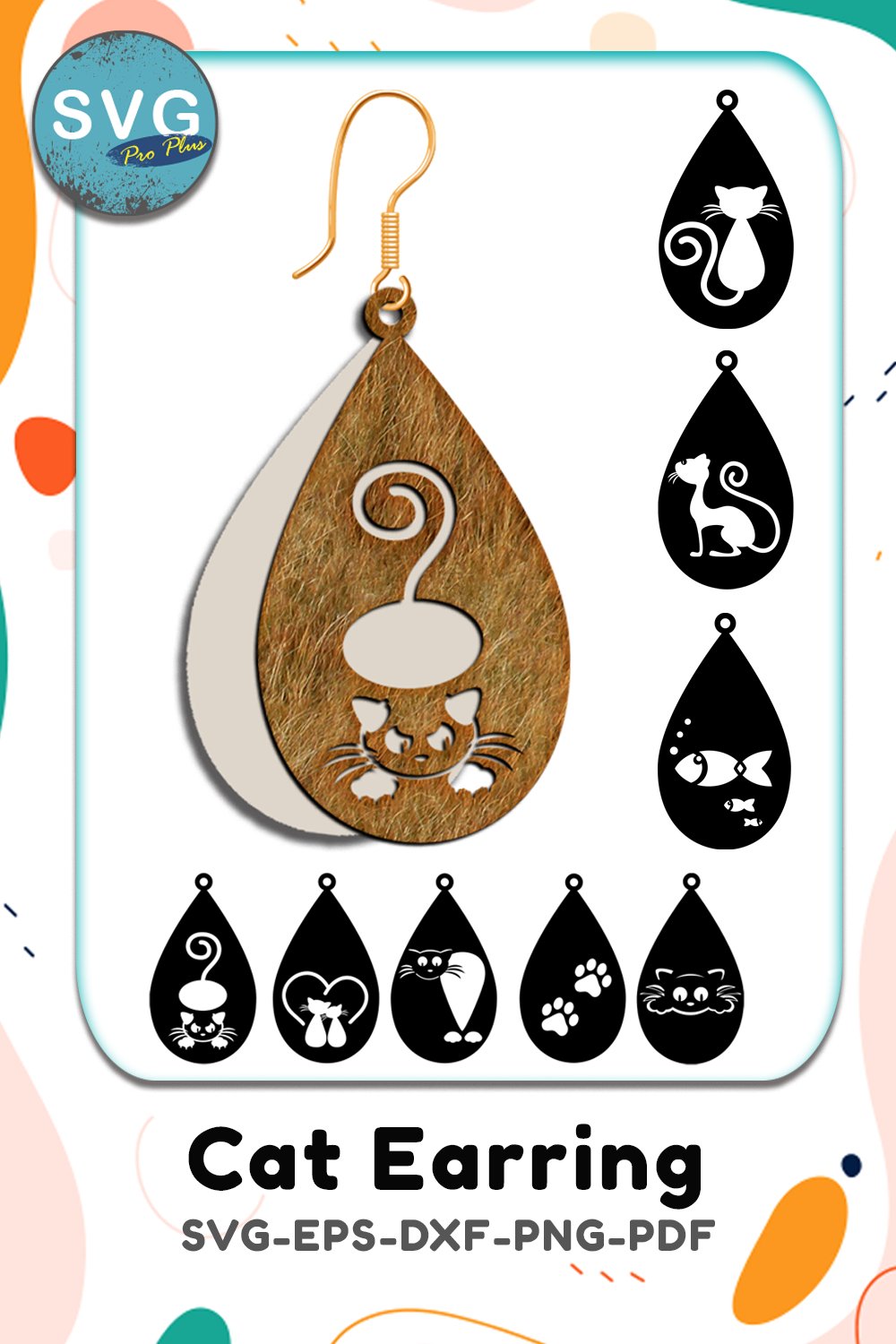 Cat Earring svg,Cat Paw svg,Cat lover svg,teardrop earring