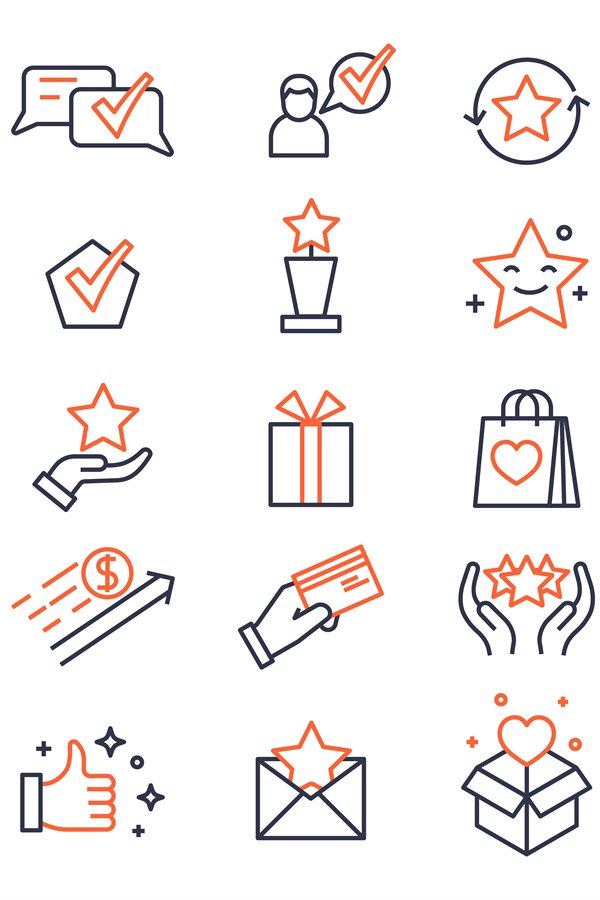 Loyalty program. Shopping bonus system icons. Gifts and rewa