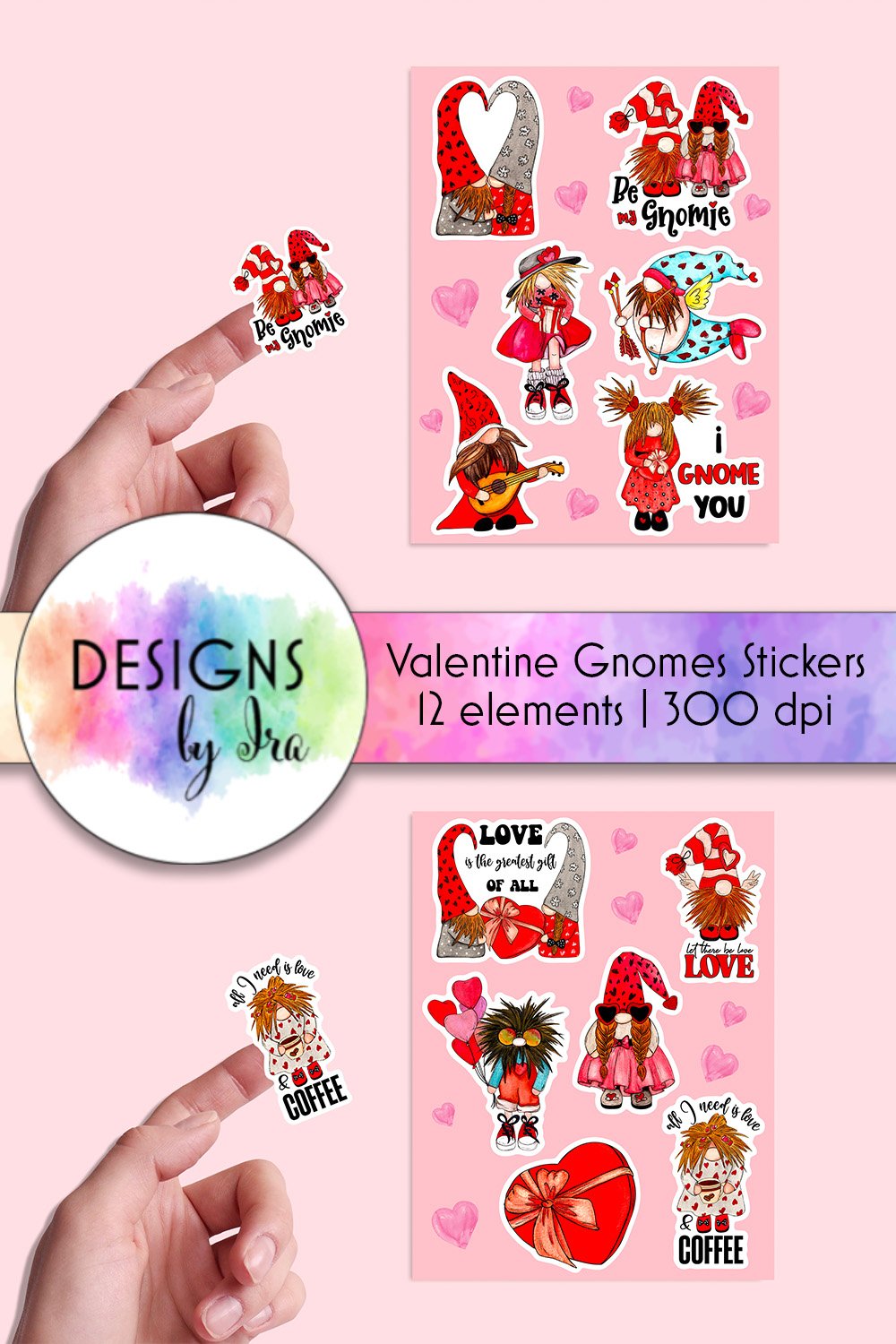Valentine Gnomes Sticker Bundle