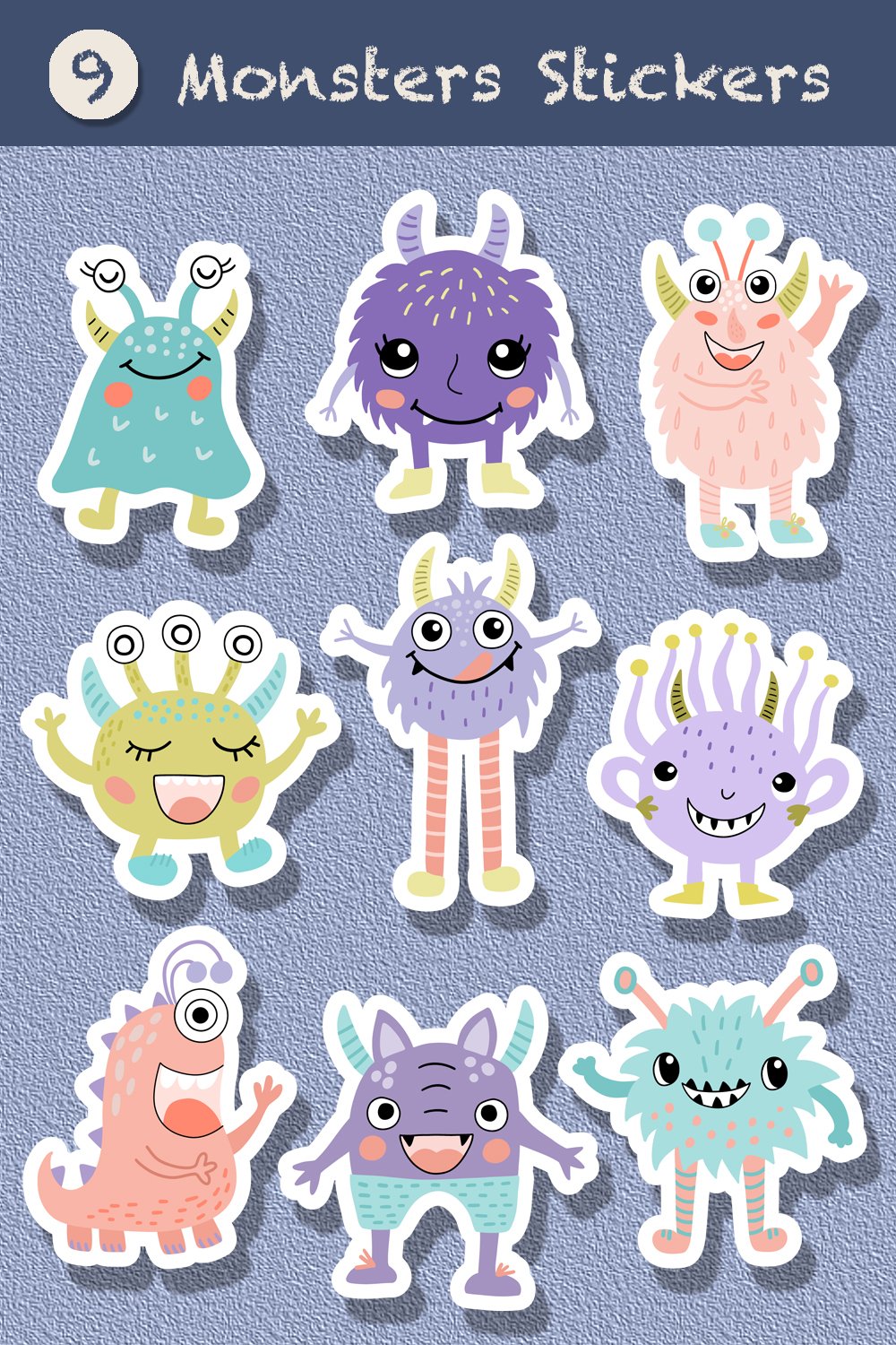 Monsters Stickers. Printable Stickers Bundle