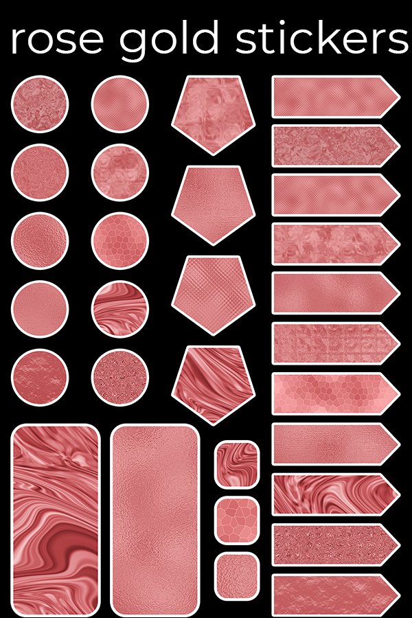 Rose gold stickers in png