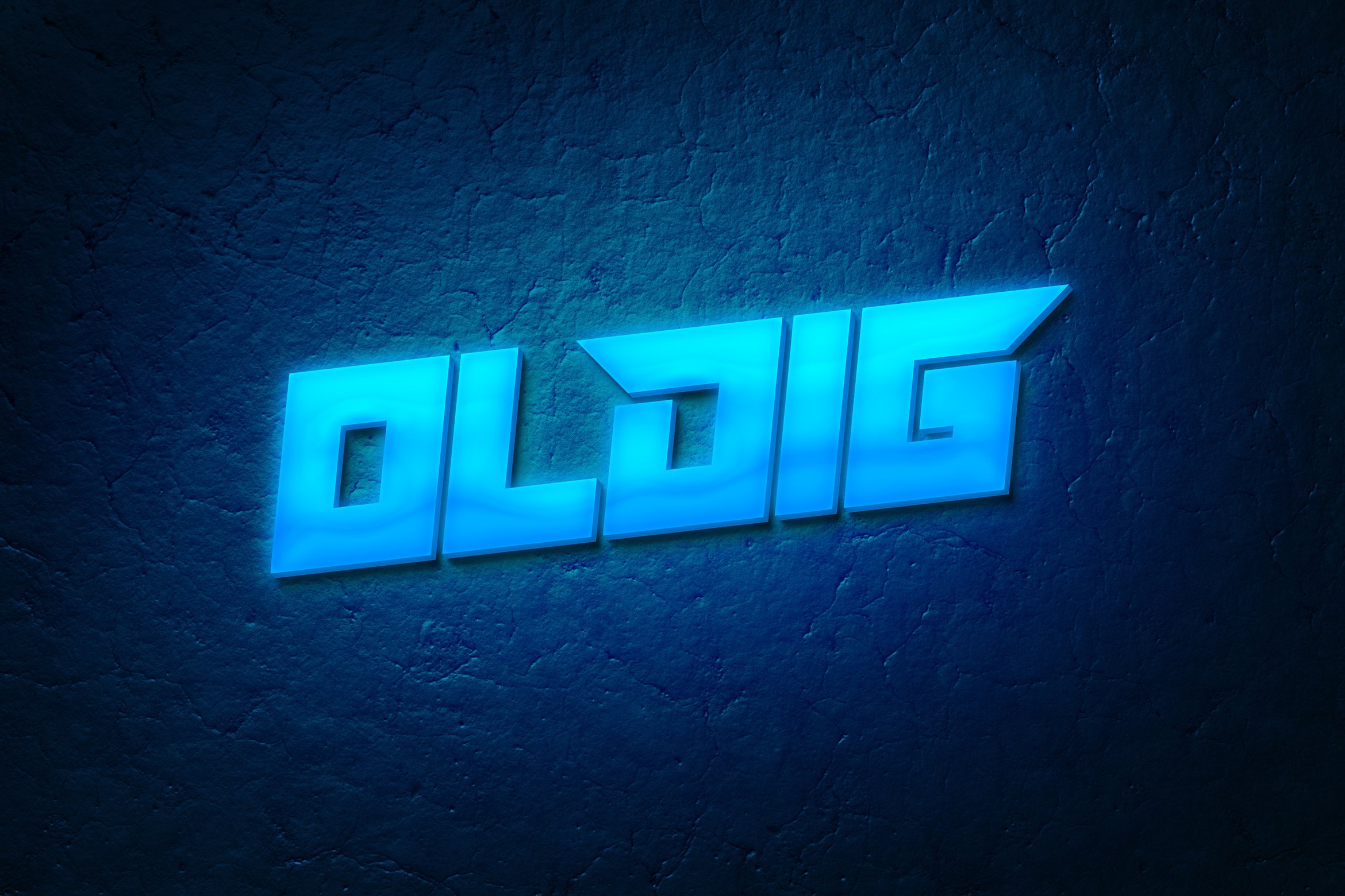 glow neon blue logo mockup psd