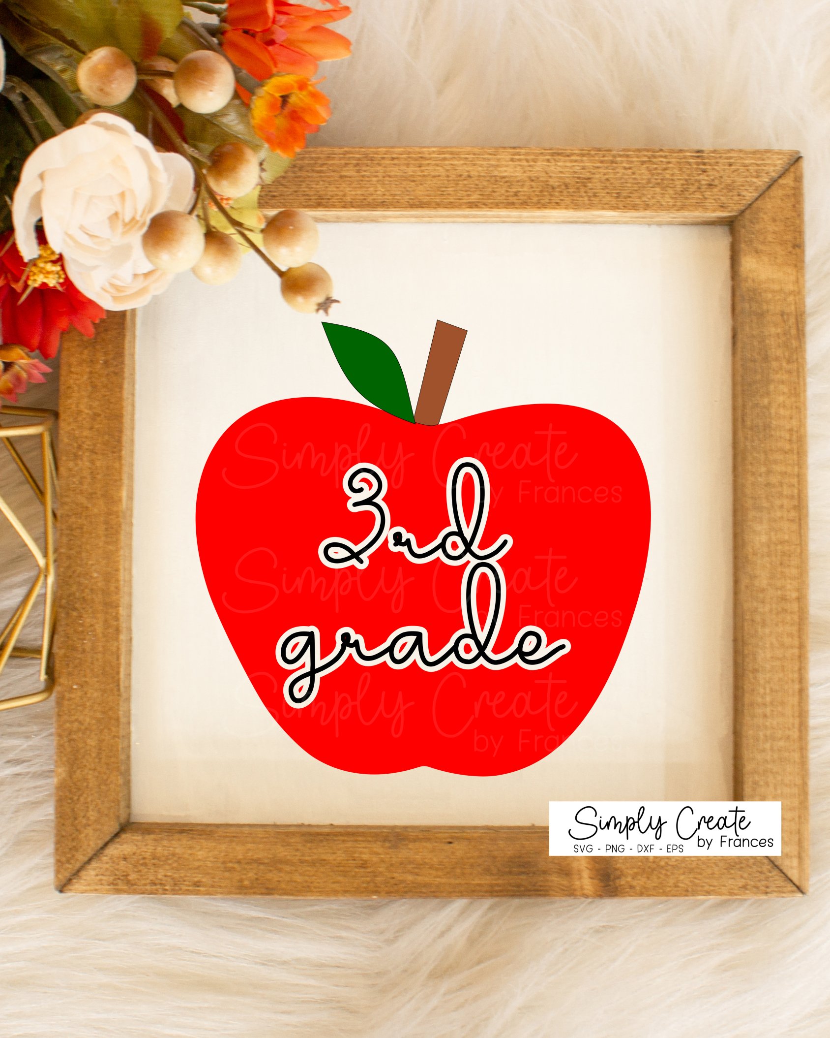 Third Grade Apple SVG | School