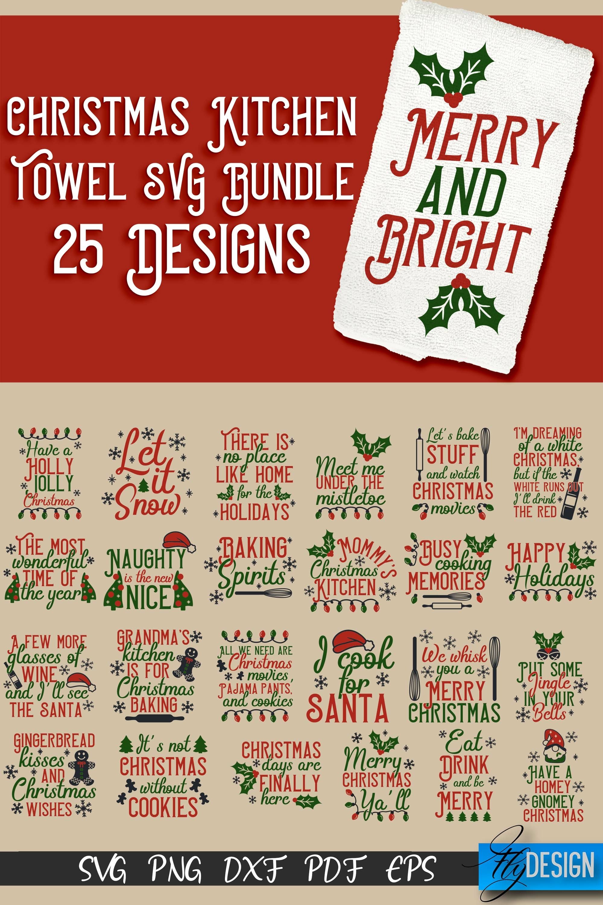 Christmas Kitchen Towel SVG Bundle |Christmas Kitchen Design