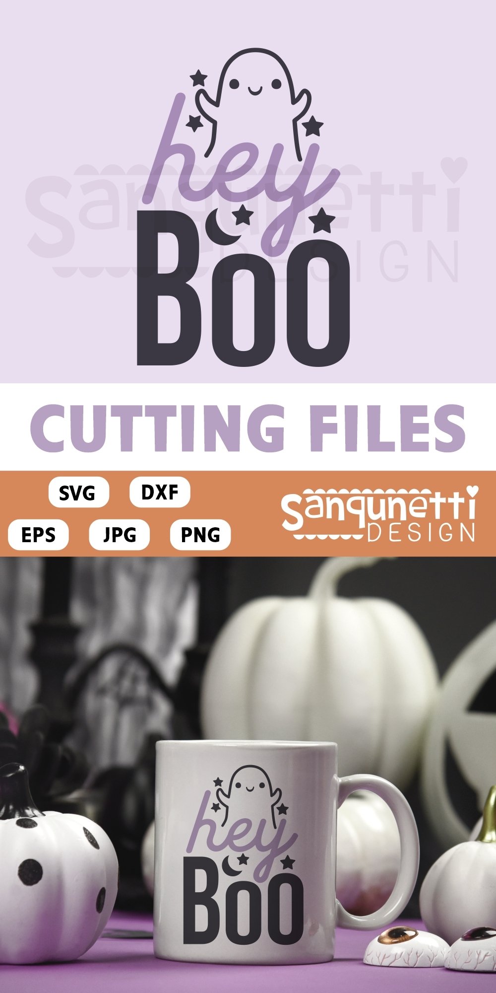 Hey Boo Halloween Ghost SVG | Cute Ghost SVG
