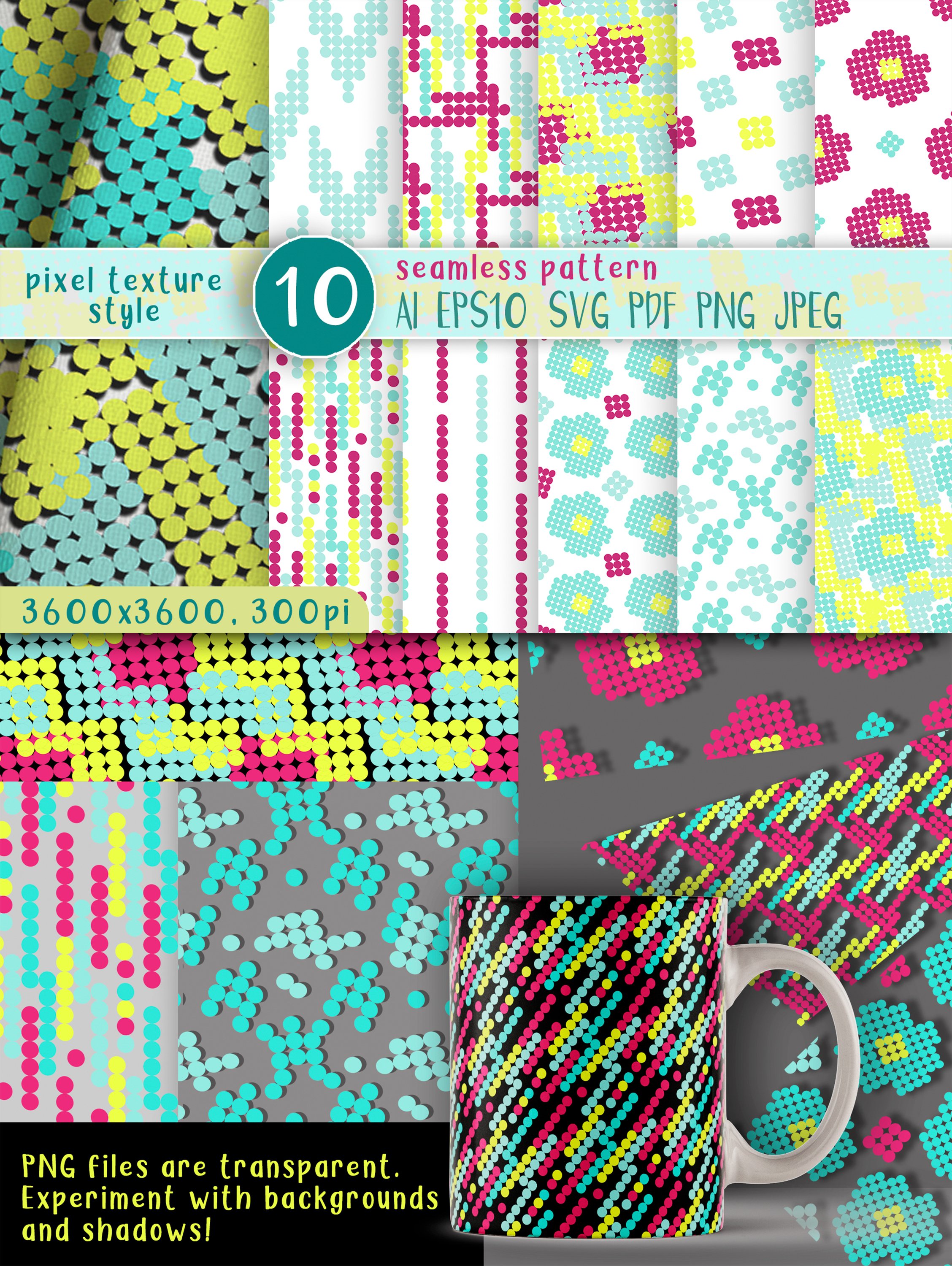 Bundle 10 of Seamless Textures Backgrounds/Pixel styling