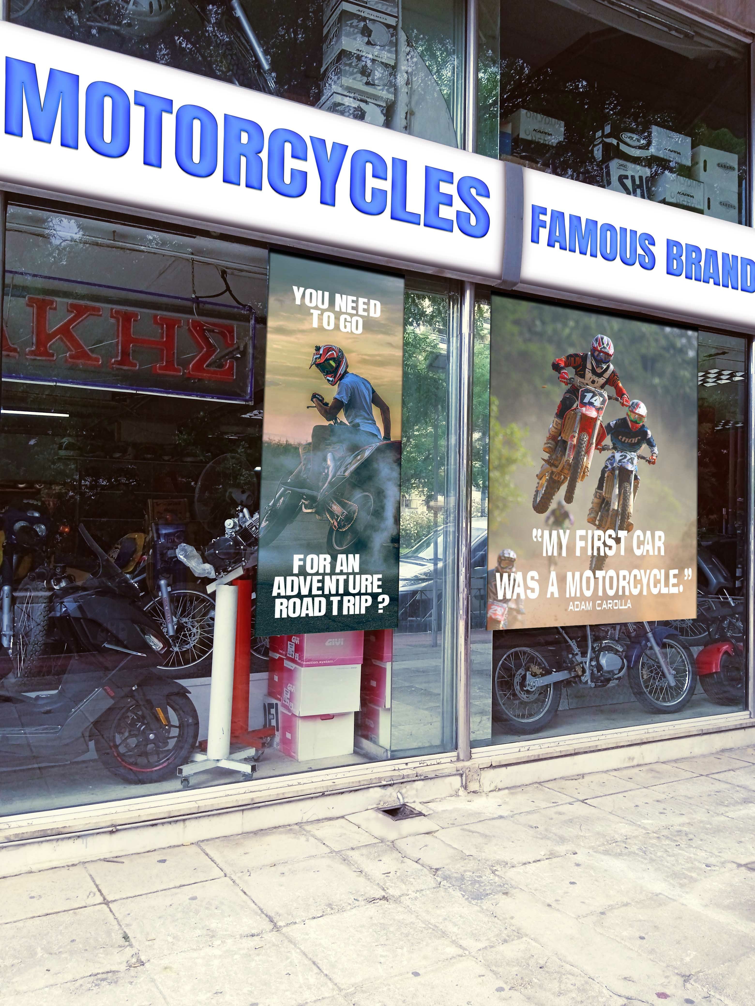 Posters & Billboards on Storefront Mockup-3 PSD Templates