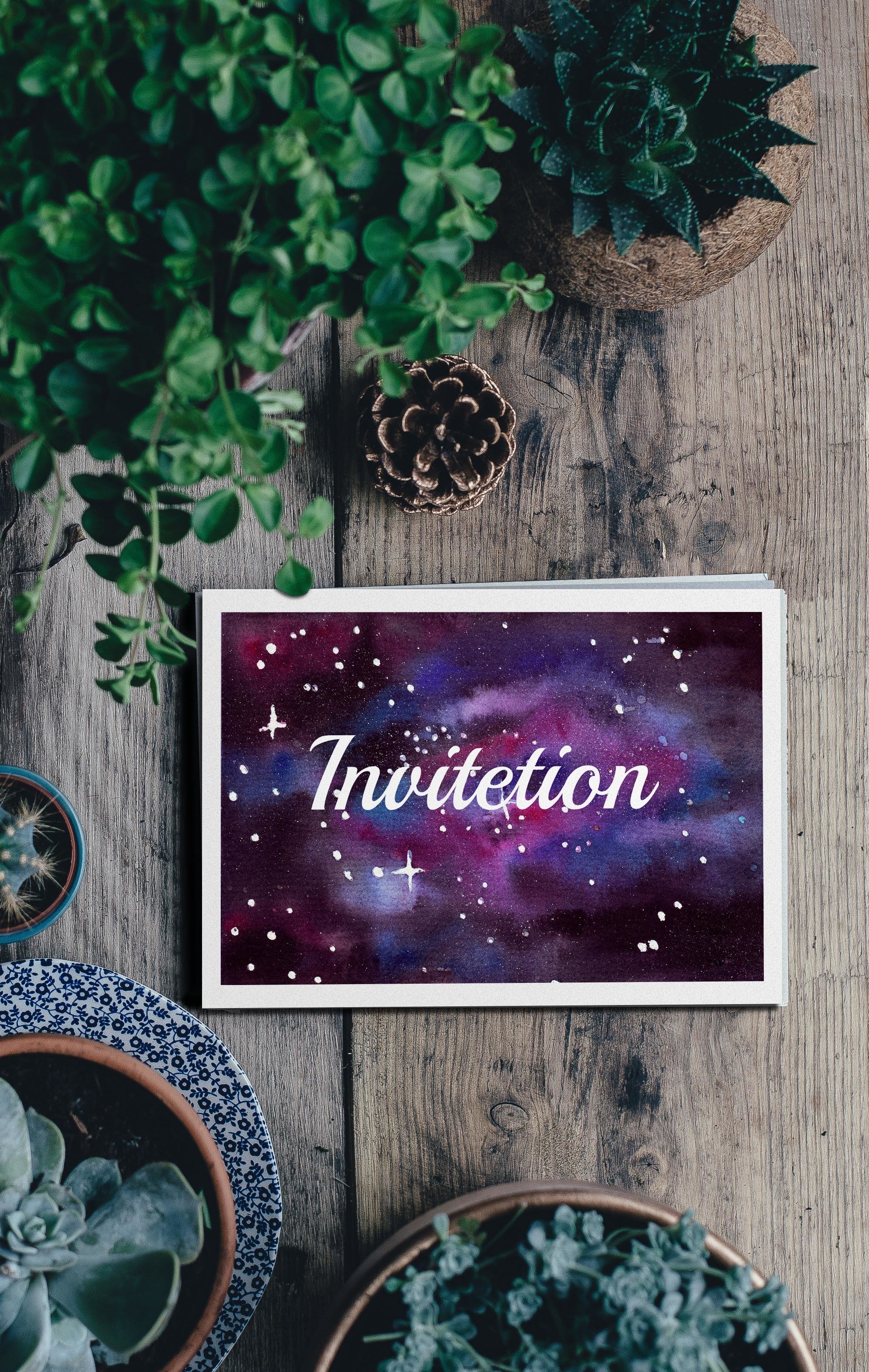 Space Poster. Three Watercolor Backgrounds