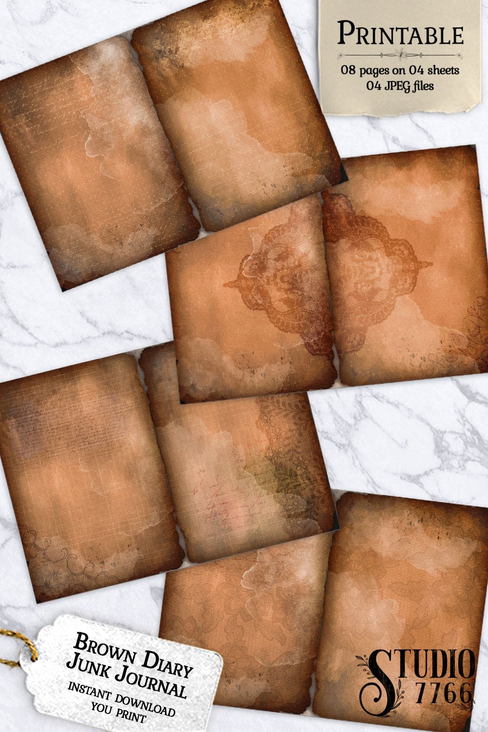Brown Diary Junk Journal Pages