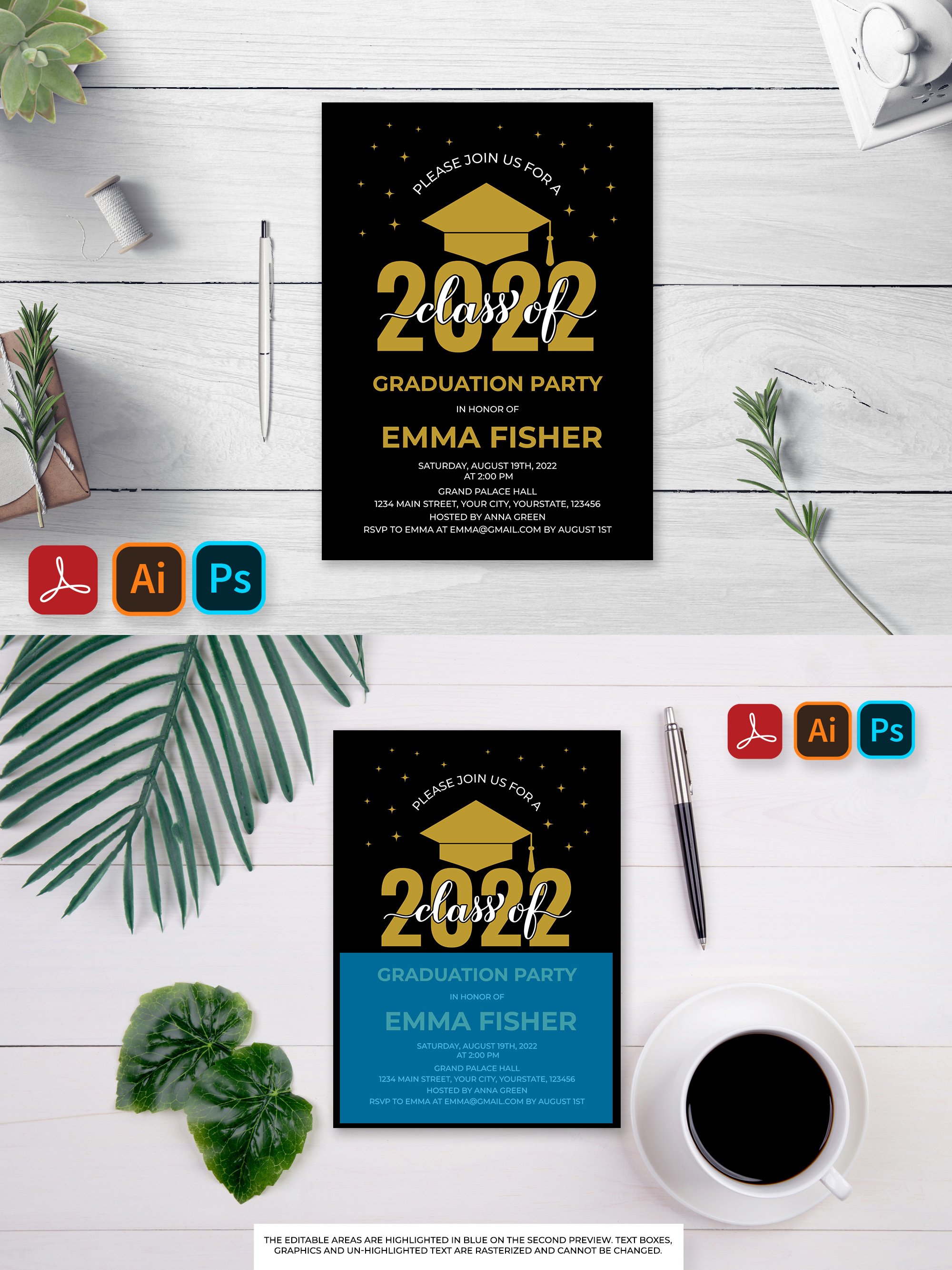 Class of 2022 Graduation Party Invitation Editable Template