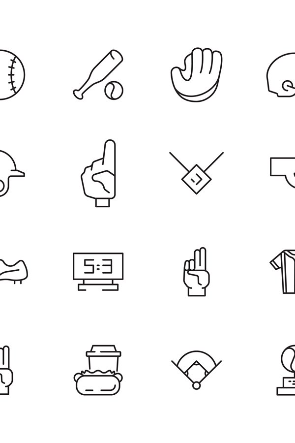 Baseball icon. Sport american native game symbols ball field