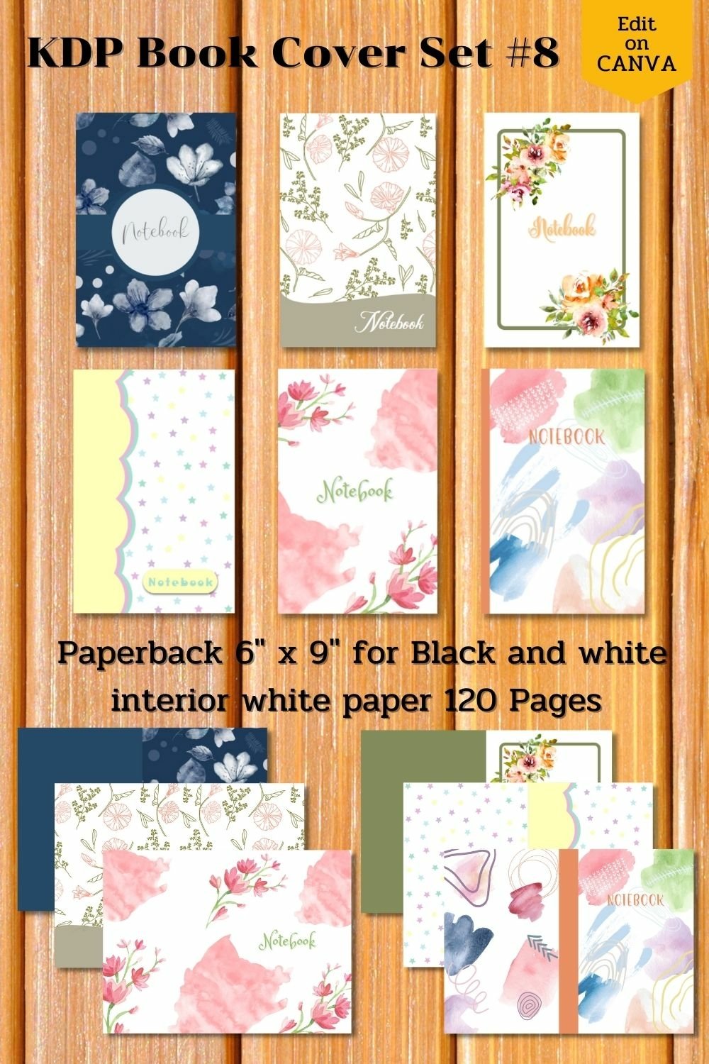 KDP Book Cover Set #8 Canva Template - Paperback