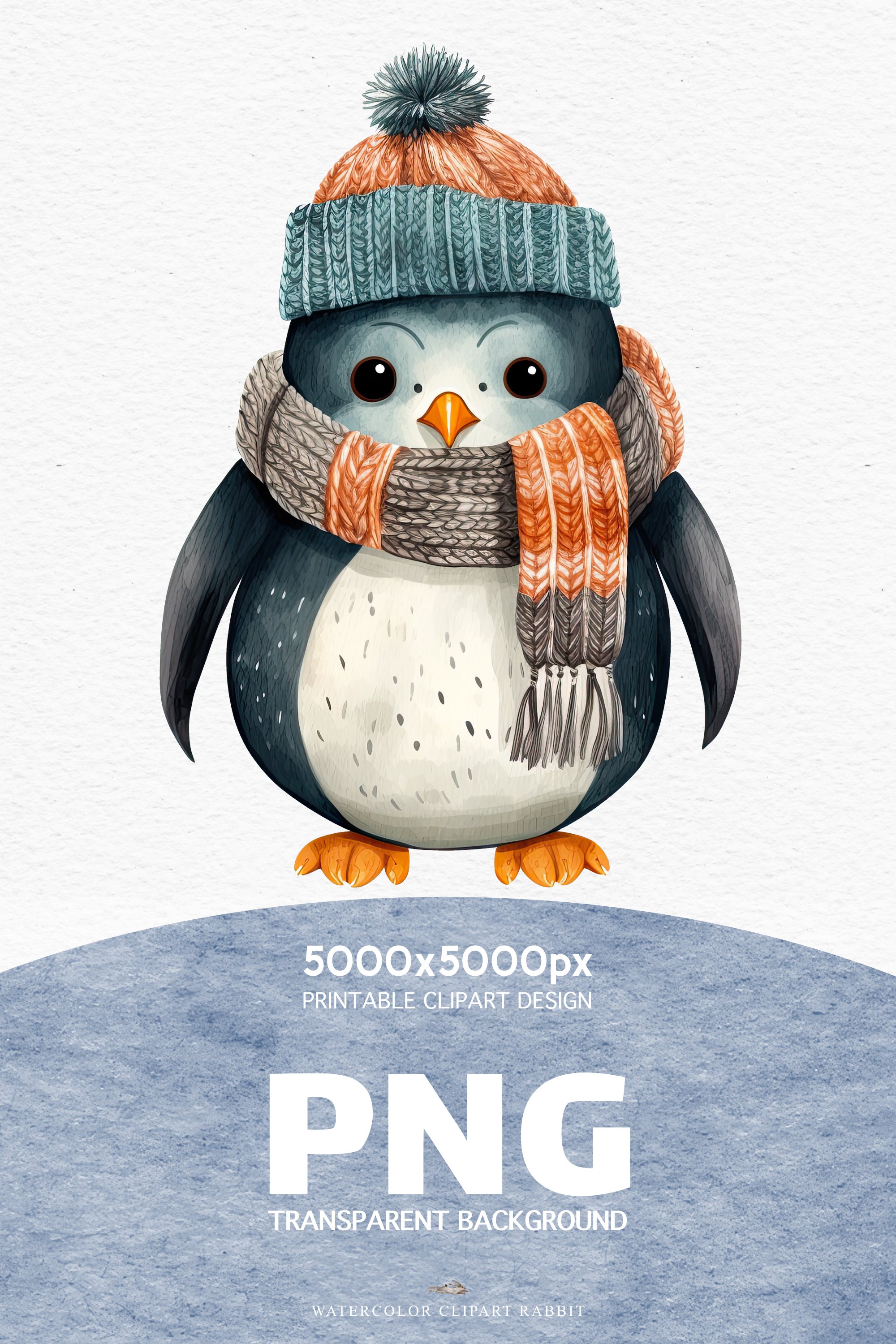 Cute Winter Baby Penguin Crochet Christmas Animals Clipart
