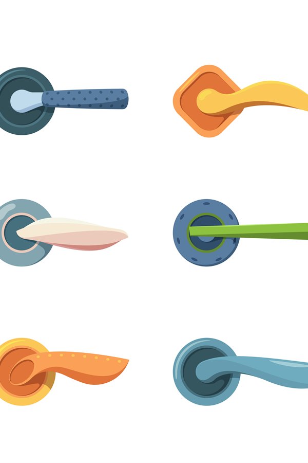 Digital handle doors. Steel and wooden doors handles for liv