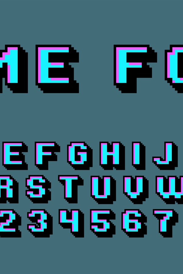 Pixel art alphabet. Retro video game font, 8 bit graphic 80s