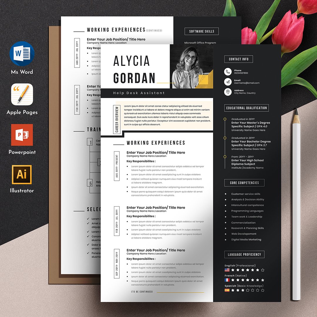 Creative Resume Cv Template Ms Word Apple Pages