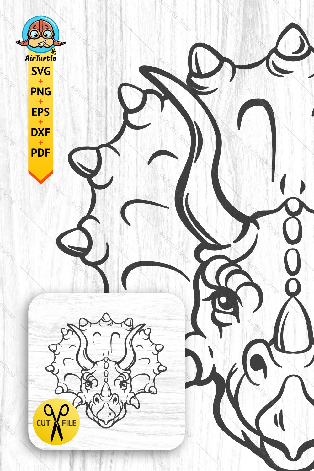 Triceratops SVG | Dinosaur head SVG
